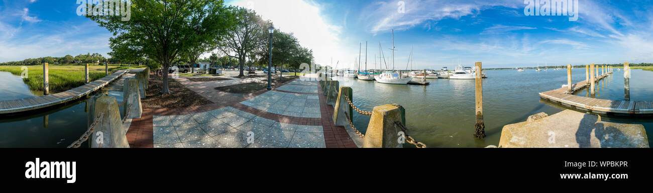 360 degree panorama of waterfront in Beaufort, South Carolina Stock ...