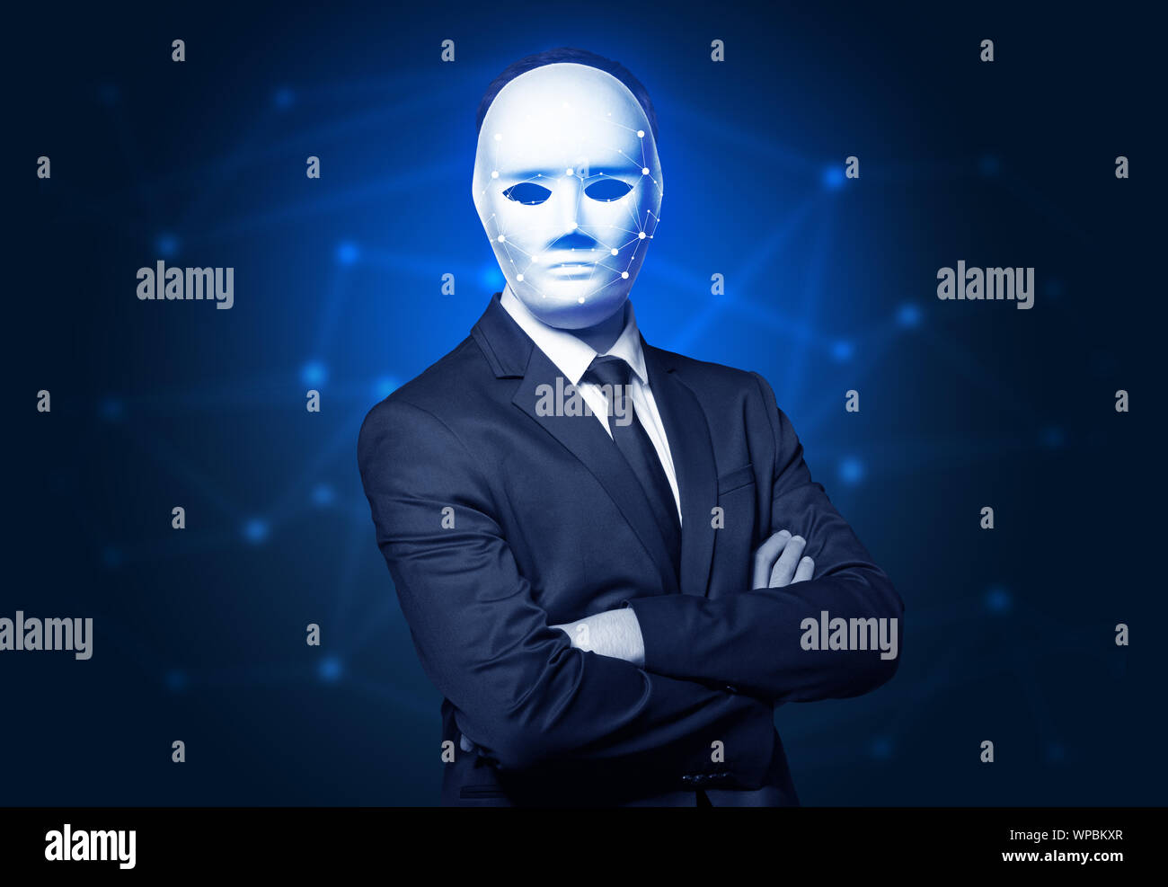Face recognition with mesh. Cyber security concept Stock Photo - Alamy