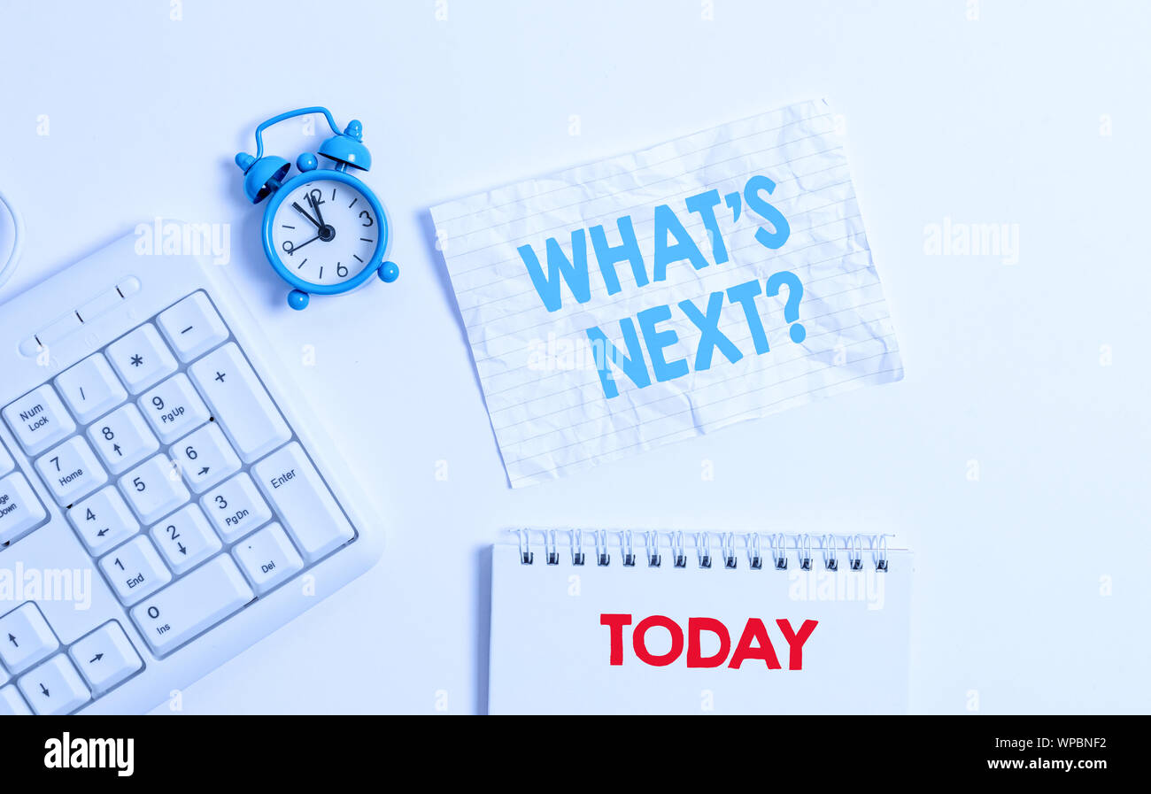 Text sign showing What S Next Question. Business photo showcasing ...