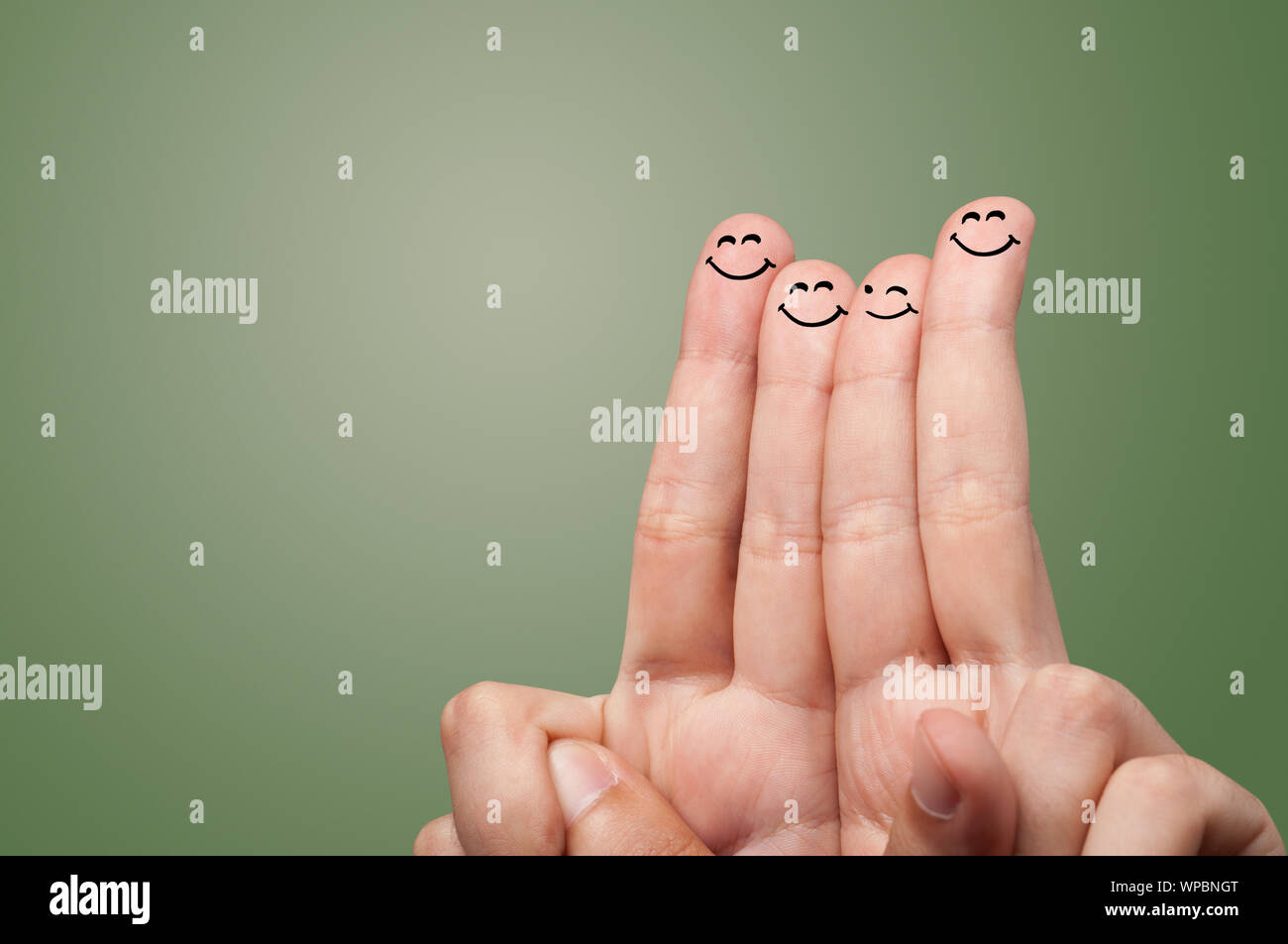 Happy face fingers hugs each other Stock Photo - Alamy
