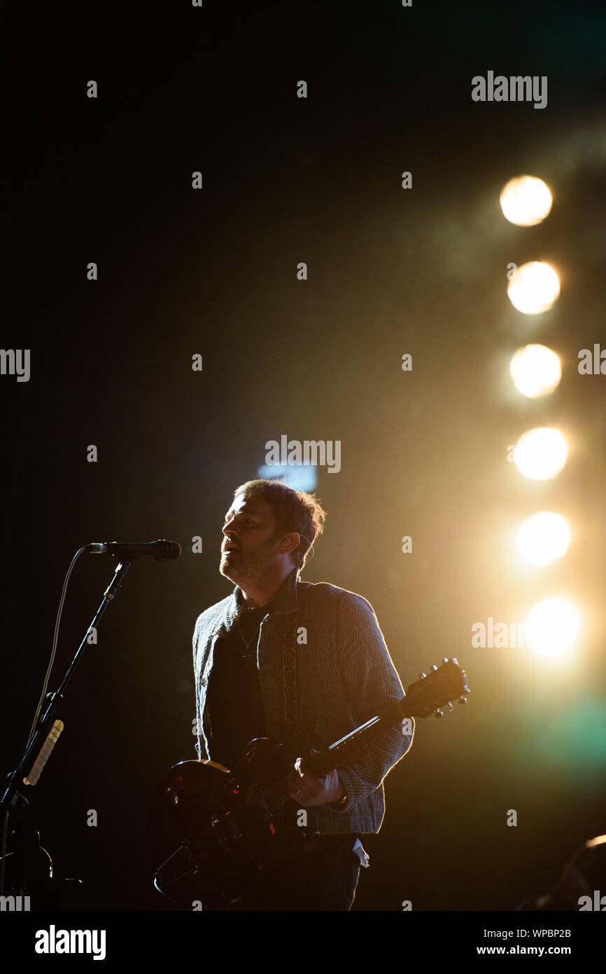Berlin, Germany. 08th Sep, 2019. Caleb Followill plays the guitar on ...