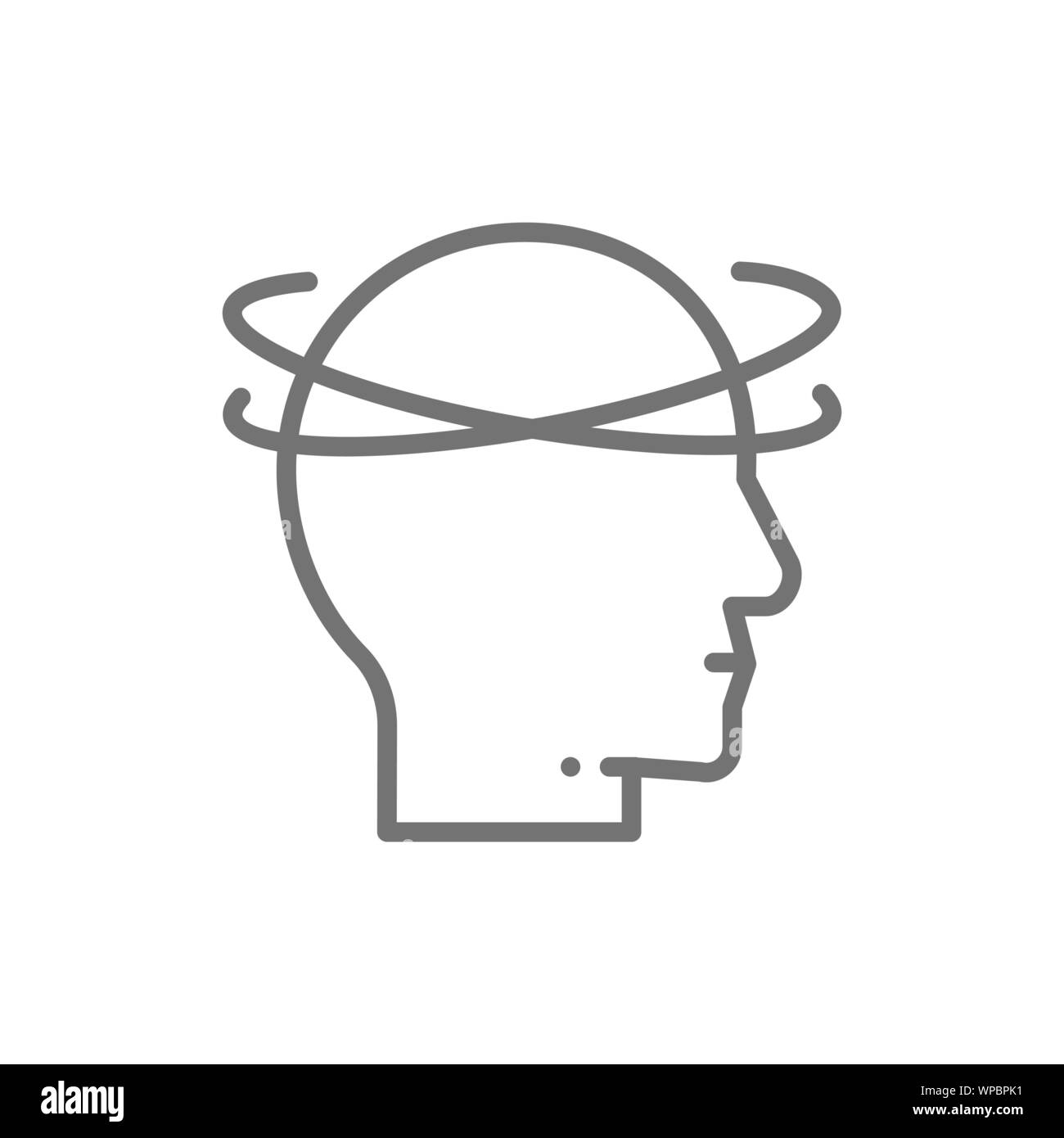 Dizziness, vertigo, fainting line icon. Isolated on white background ...