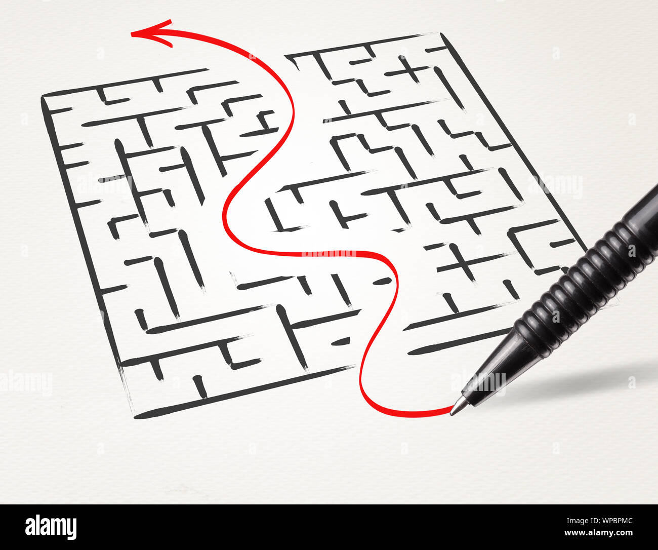 Stationery drawing the exit way out from a labirynt Stock Photo - Alamy