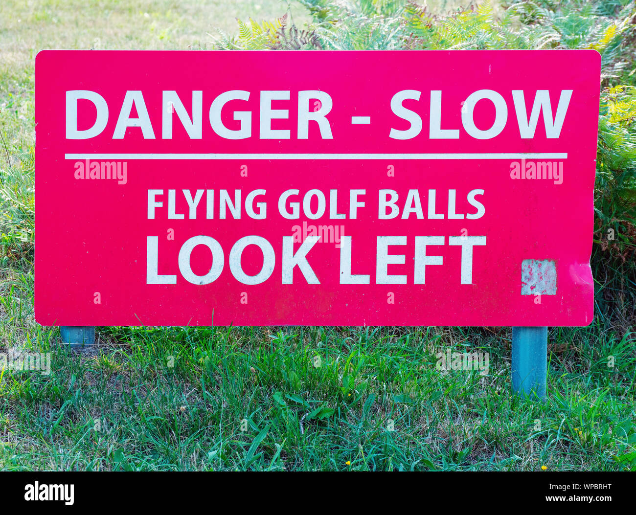 Warning sign danger flying golf hi-res stock photography and images - Alamy