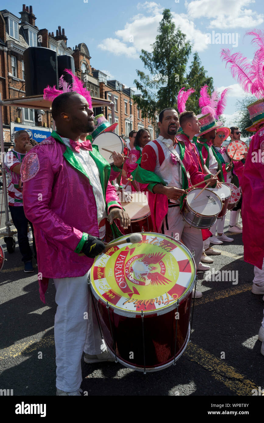 Dancers and musicians on parade enjoying Hackney Carnival in the ...