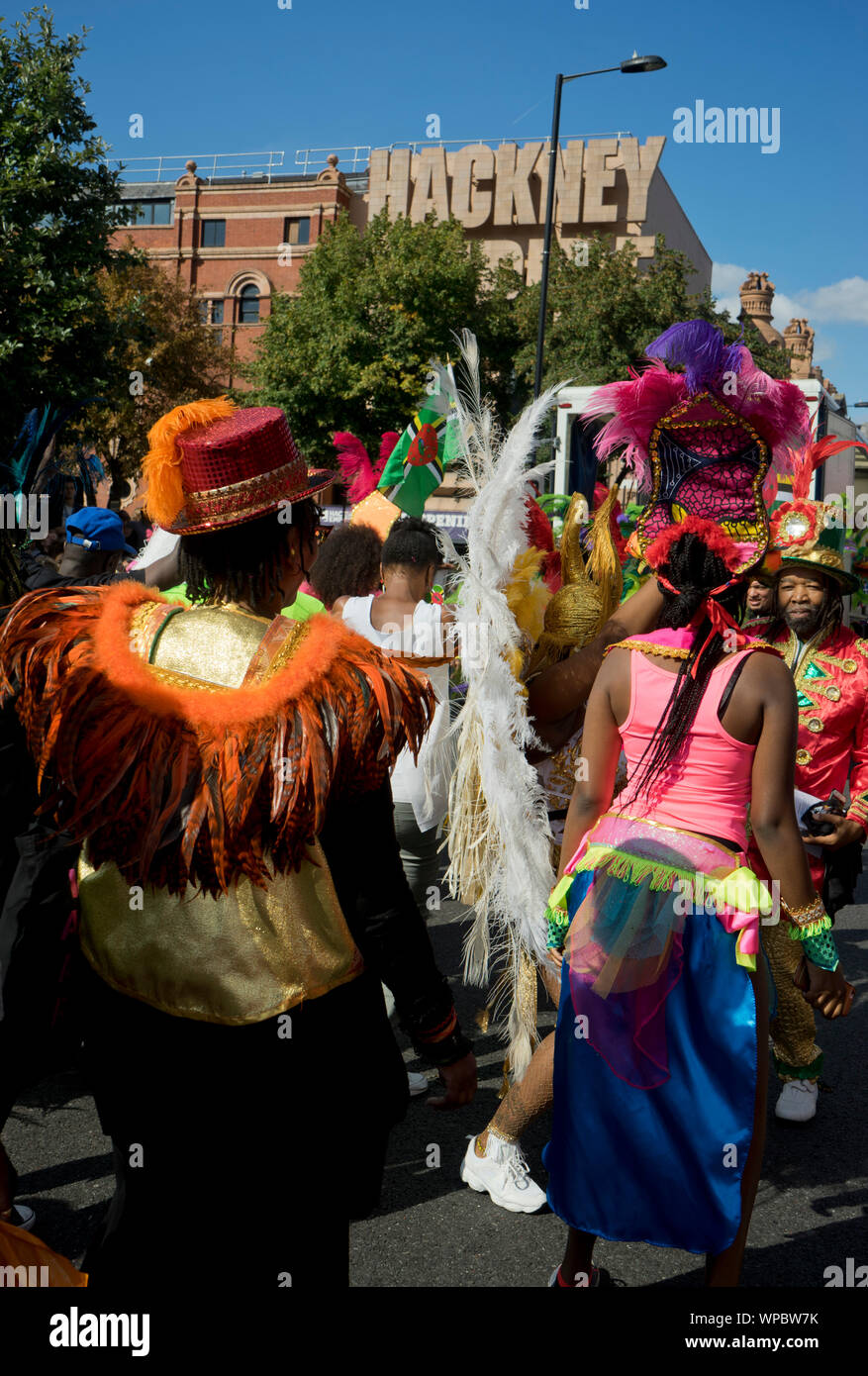 Dancers and musicians on parade enjoying Hackney Carnival in the ...