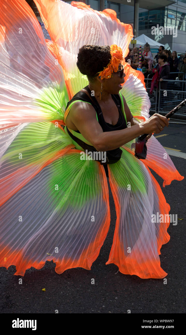 Dancers and musicians on parade enjoying Hackney Carnival in the ...