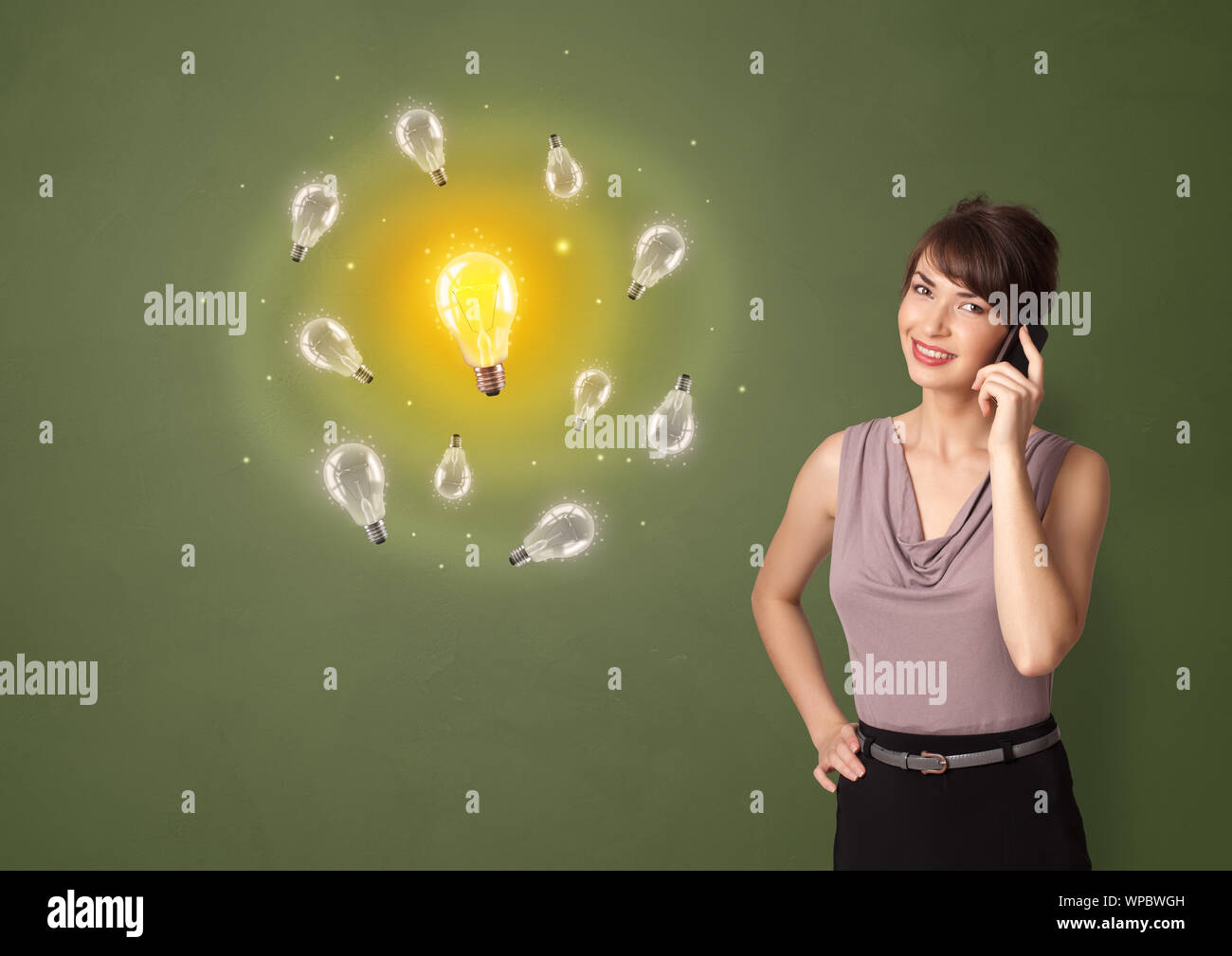 Young smiling person presenting new idea concept Stock Photo - Alamy