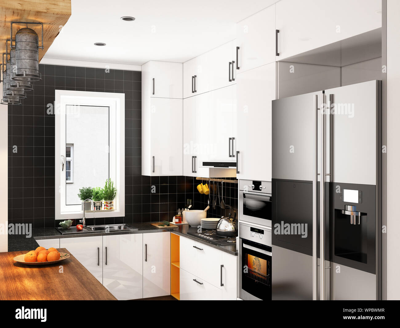 3d render of kitchen Stock Photo - Alamy