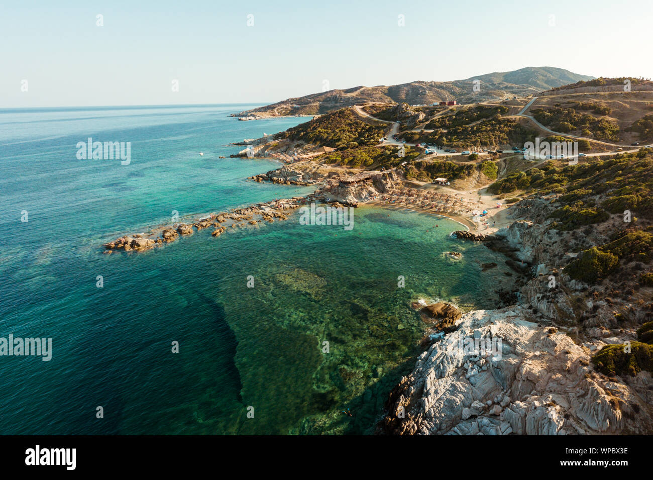 Tigania beach in Greece aerial photo Stock Photo - Alamy
