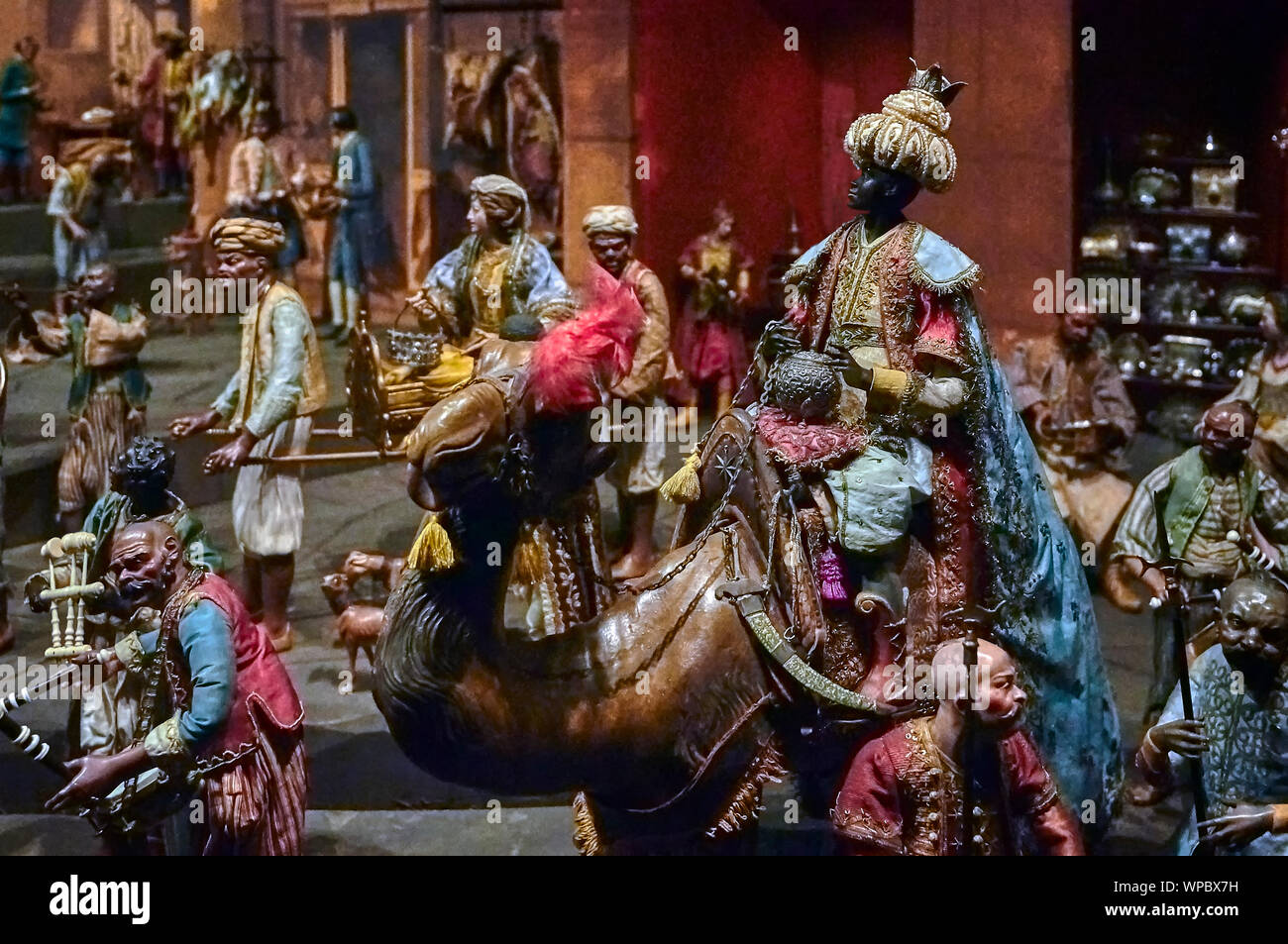 18th century Neapolitan Belen staging the birth of Jesus in the Belen ...