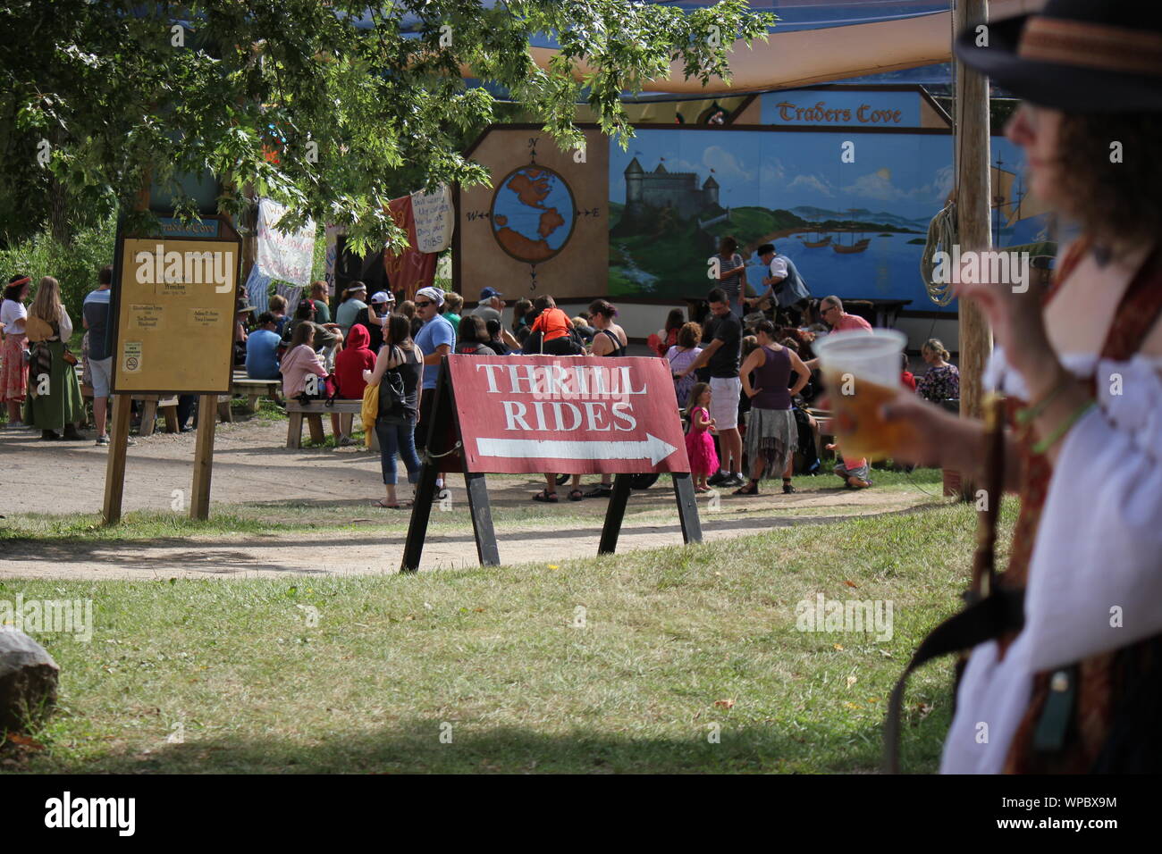 Sign for Thrill Rides Stock Photo - Alamy