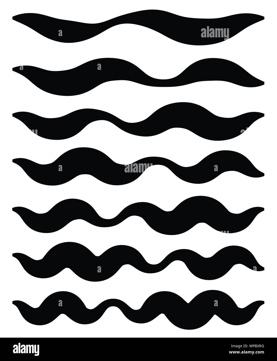 Wavy, billow, zigzag line element set. Lines with waving effect Stock ...