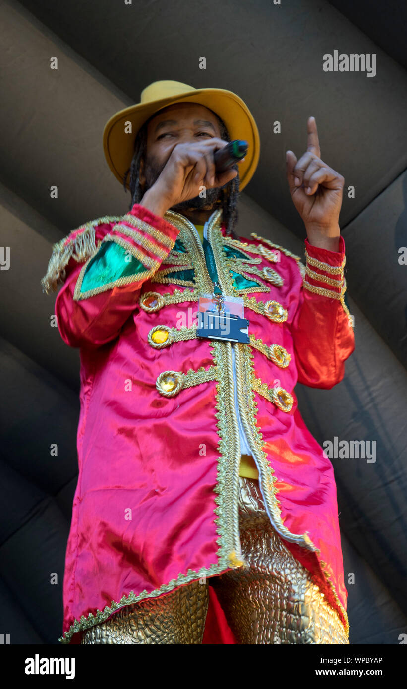 Dancers and musicians on parade enjoying Hackney Carnival in the ...