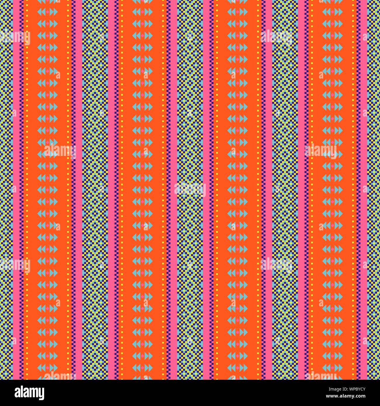 Folklore geometric seamless pattern pixel art and shapes texture Stock Vector Image & Art - Alamy
