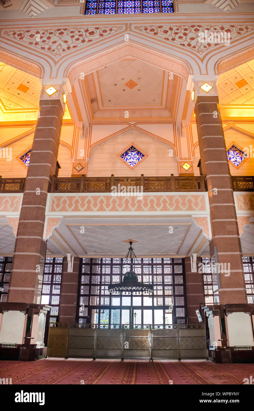 Interior of The Masjid Putra or Putra Mosque at Putrajaya constructed ...