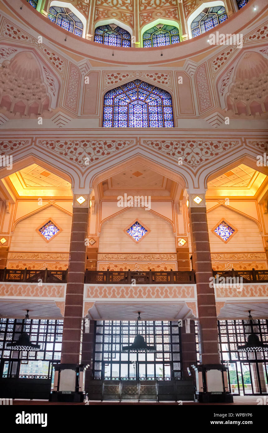 Interior of The Masjid Putra or Putra Mosque at Putrajaya constructed ...