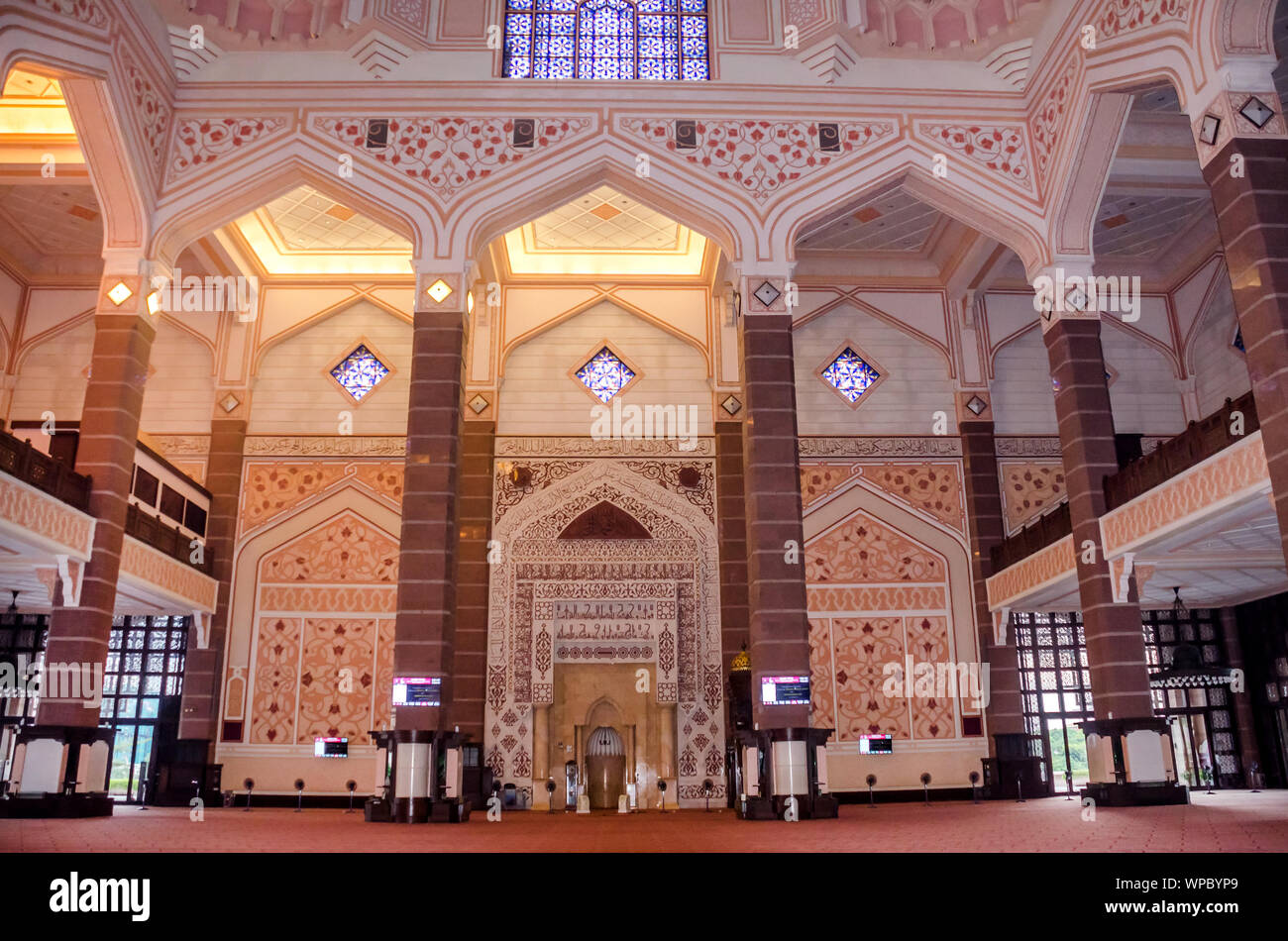 Interior of The Masjid Putra or Putra Mosque at Putrajaya constructed ...