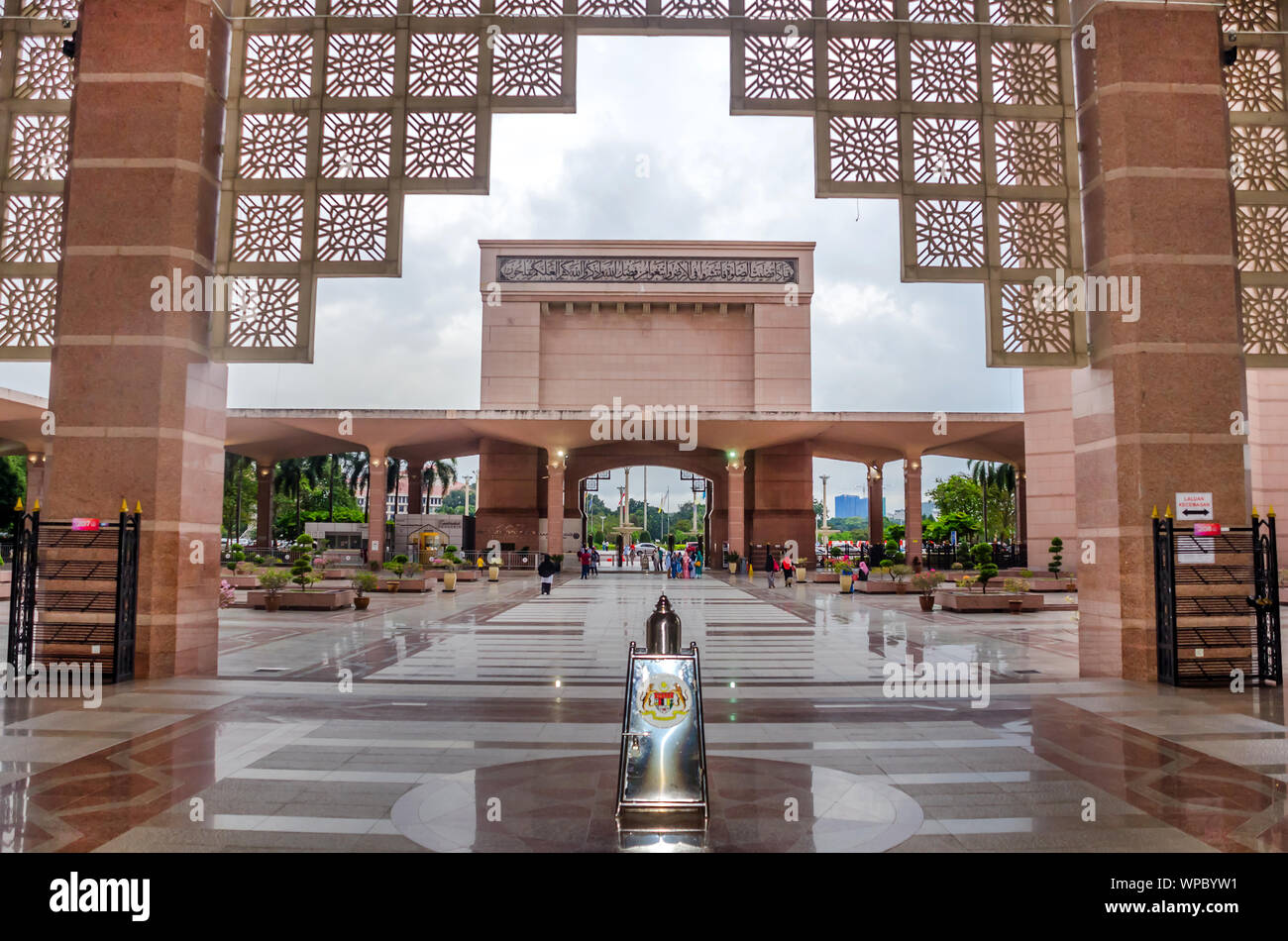 Interior of The Masjid Putra or Putra Mosque at Putrajaya constructed ...