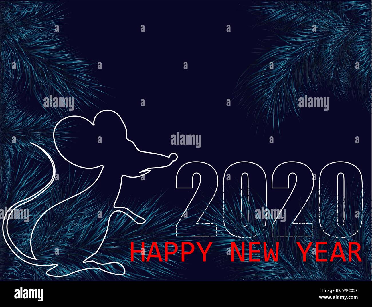 Cute illustration. 2020 year rat. Merry christmas. Beautiful paper art ...