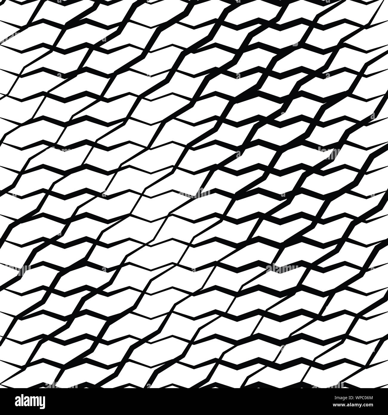 Wavy, waving, zigzag lines crosshatch grid, mesh pattern. Abstract ...