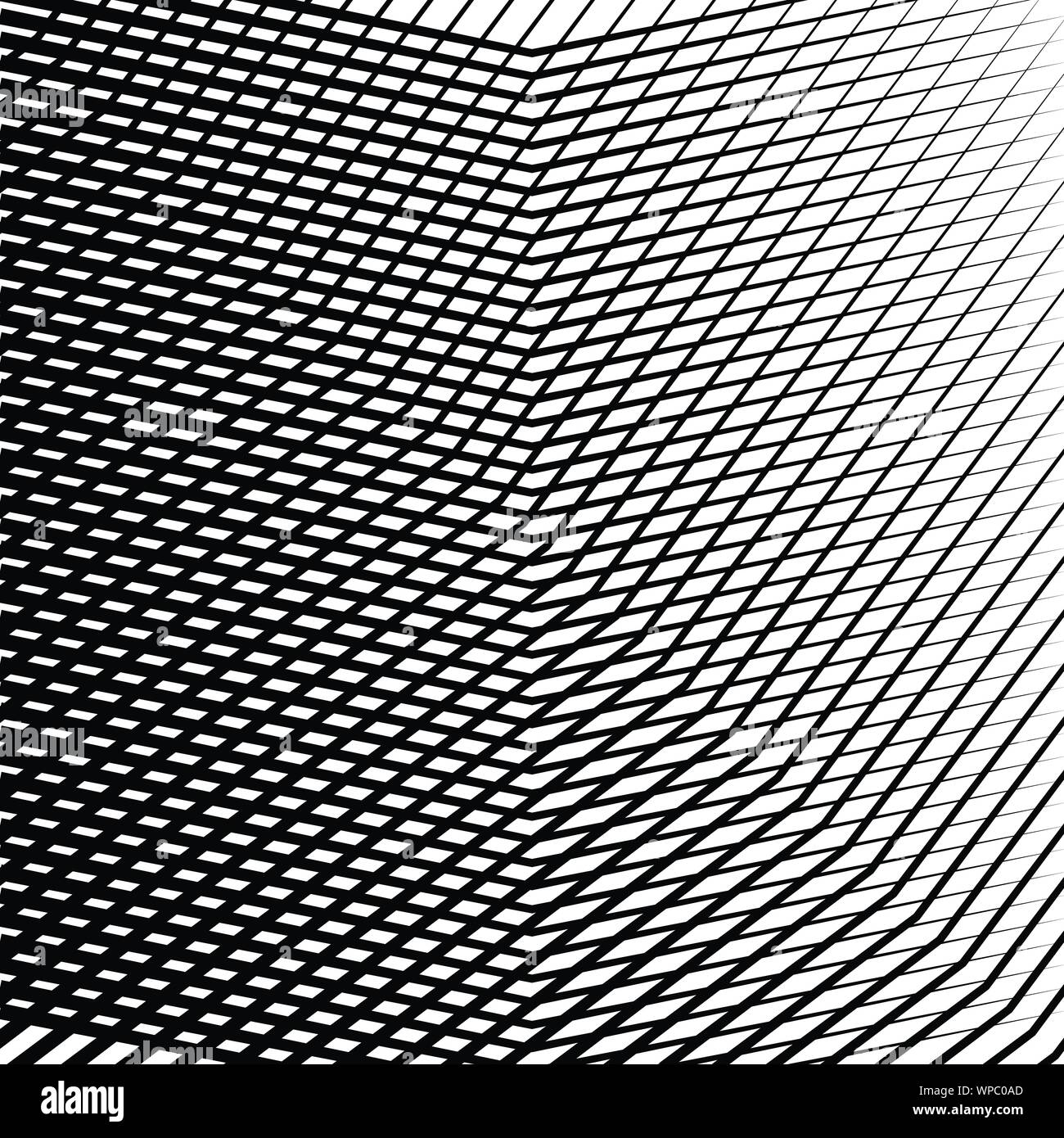 Wavy, waving, zigzag lines crosshatch grid, mesh pattern. Abstract ...