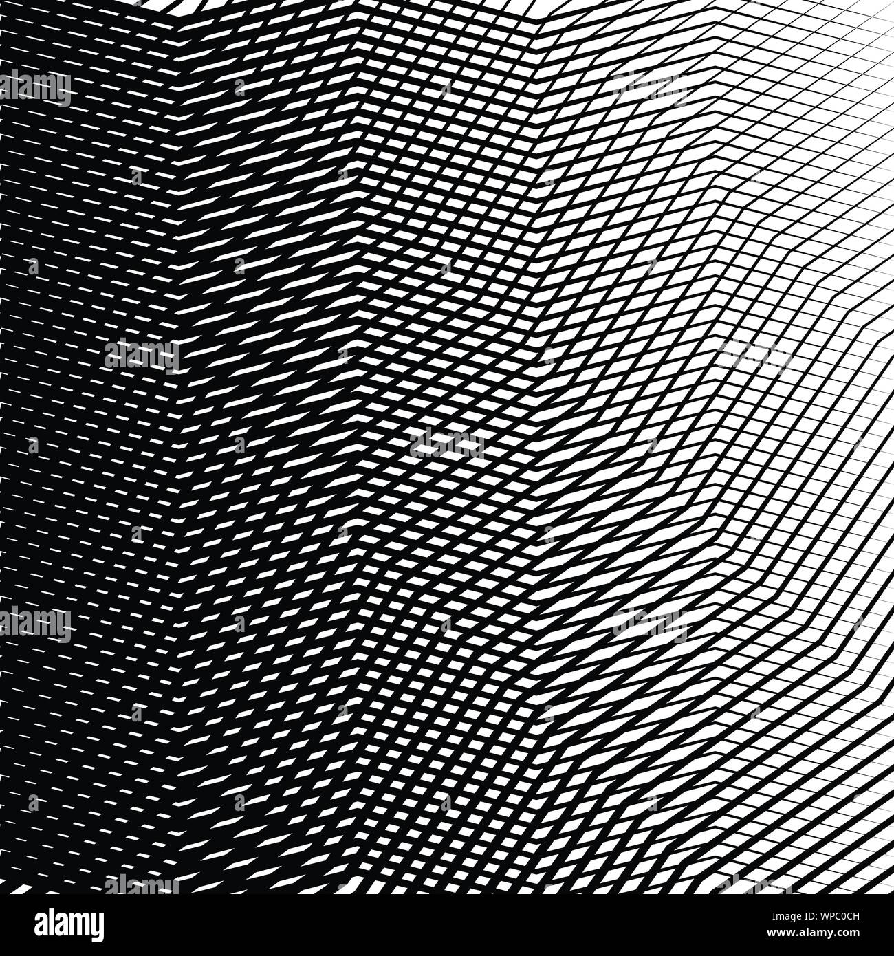 Wavy, waving, zigzag lines crosshatch grid, mesh pattern. Abstract curvy criss-cross lines ...