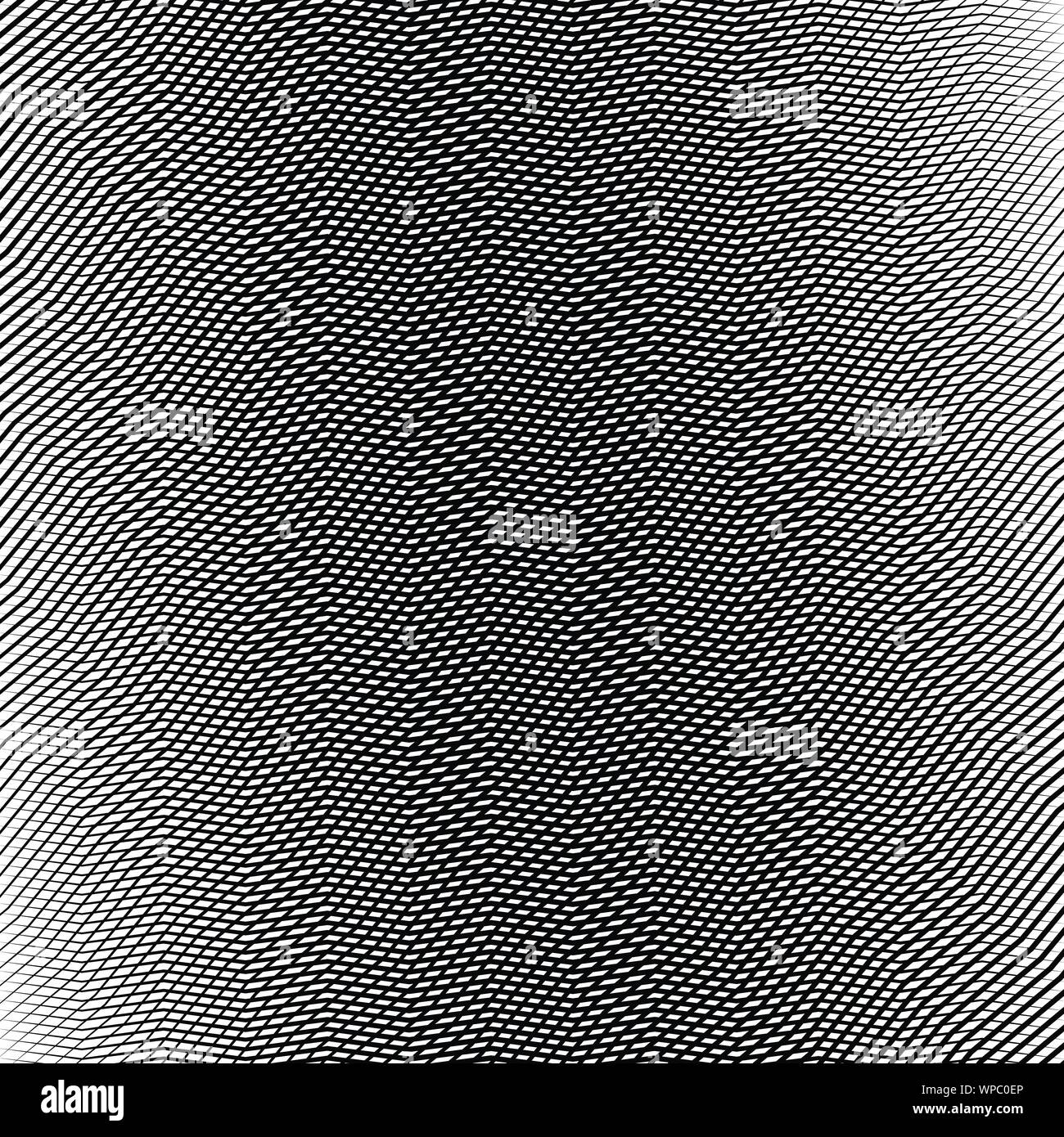 Wavy, waving, zigzag lines crosshatch grid, mesh pattern. Abstract ...