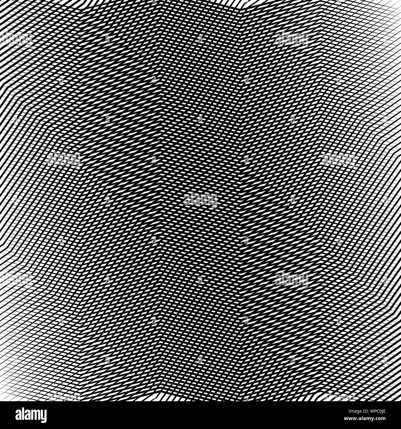 Wavy, waving, zigzag lines crosshatch grid, mesh pattern. Abstract curvy criss-cross lines ...