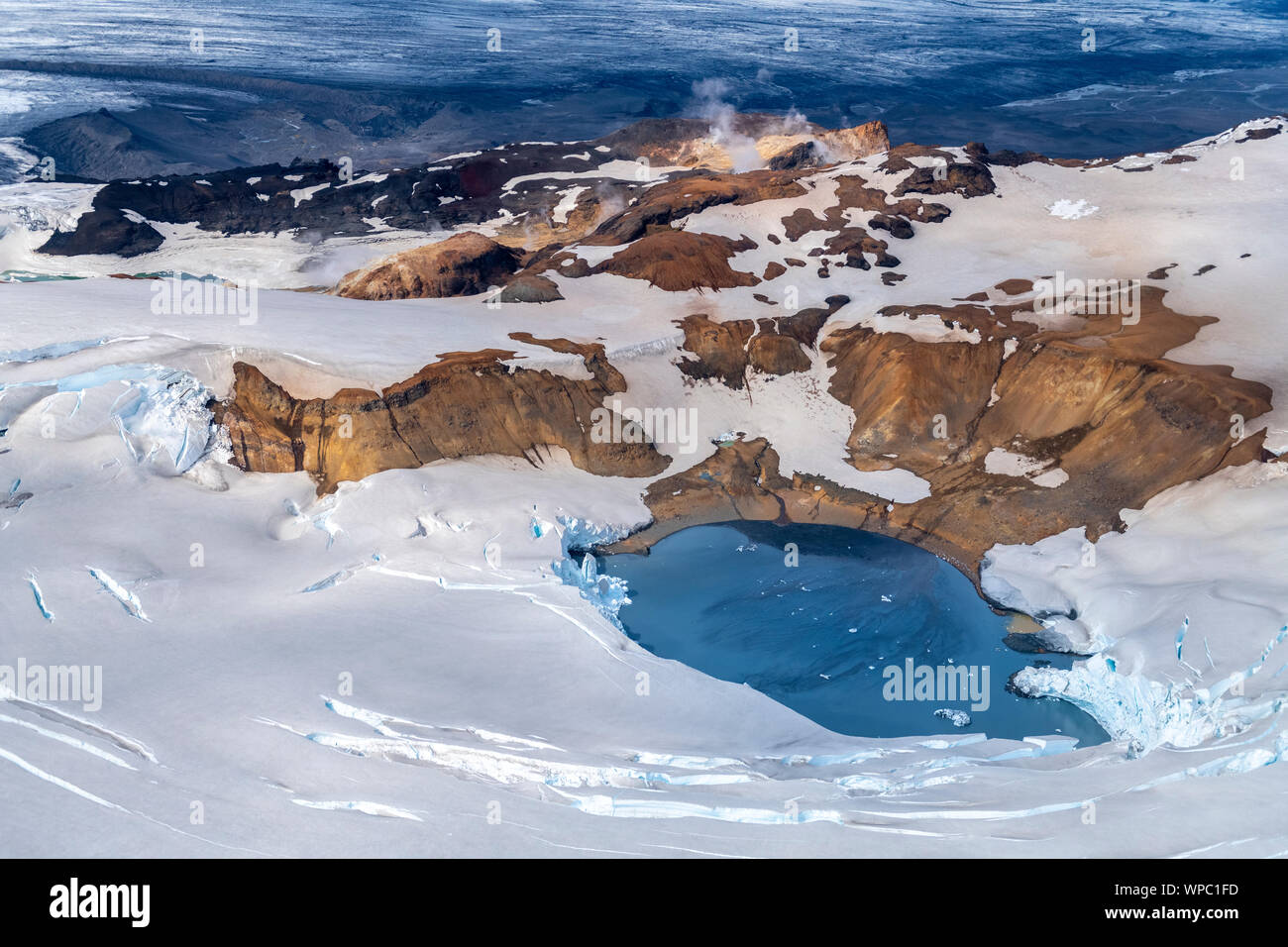 Kverkfjöll icy glacial planes on volcano from above Stock Photo - Alamy