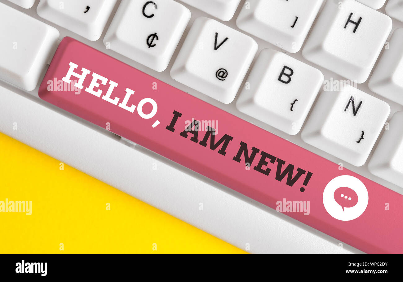 Writing note showing Hello I Am New. Business concept for introducing ...