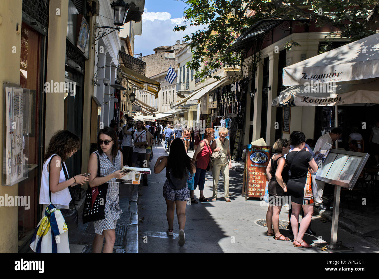 ATHENS, GREECE, JUN 04, 2016.View of one of the shopping streets in ...
