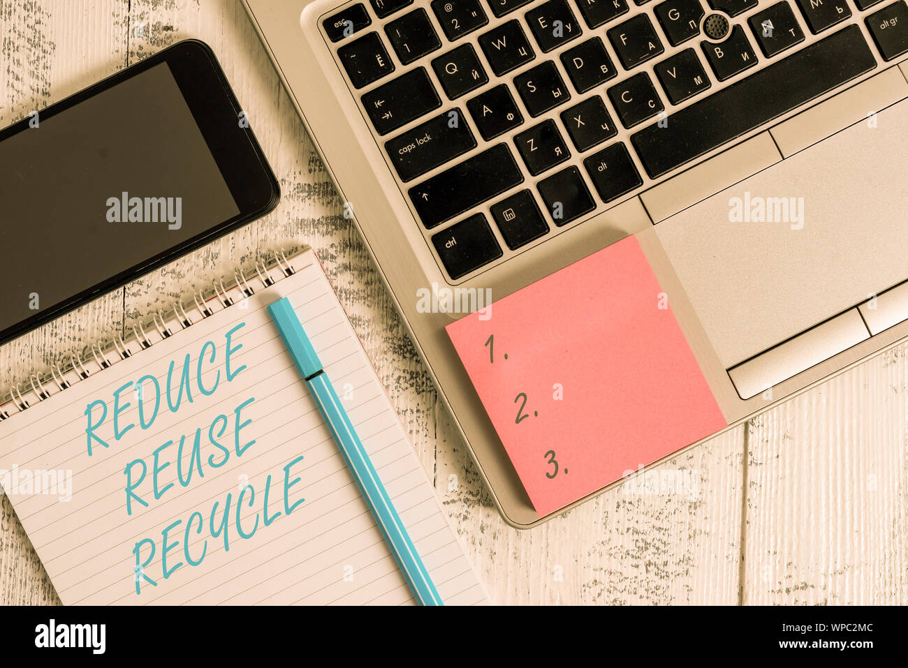 Writing note showing Reduce Reuse Recycle. Business concept for ...