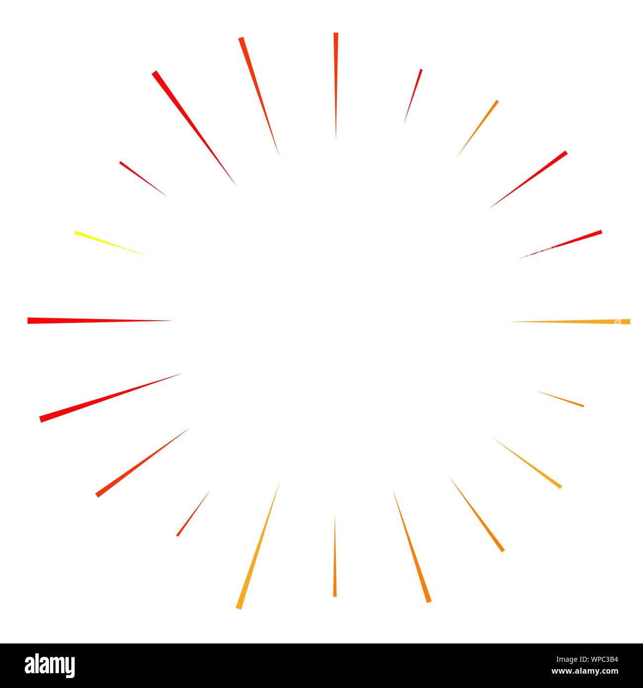 Orange, yellow radial, radiating lines. Rays, beams. Starburst ...