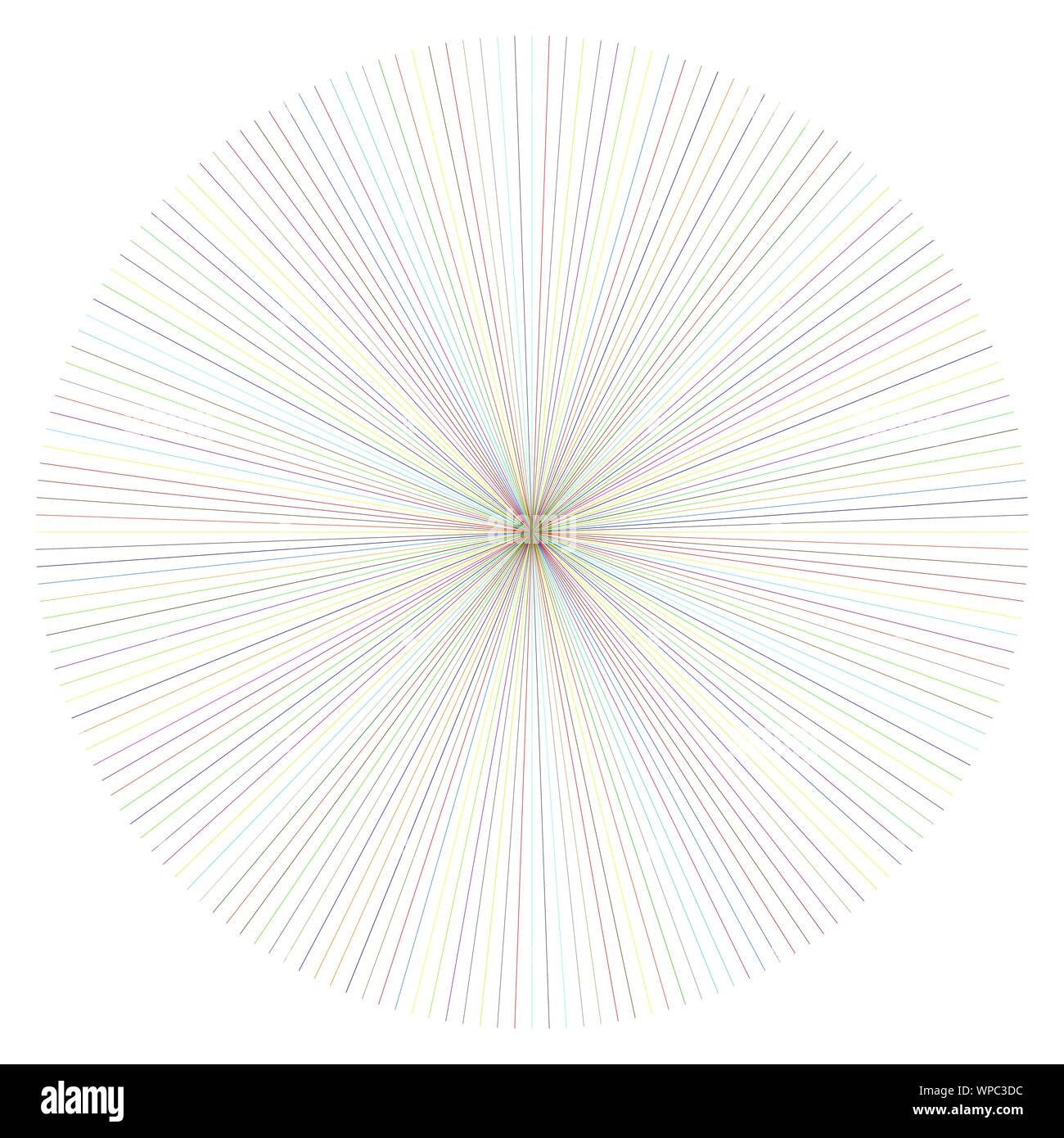 Radial, radiating lines, spokes. Circular rays, beams. Multicolor ...