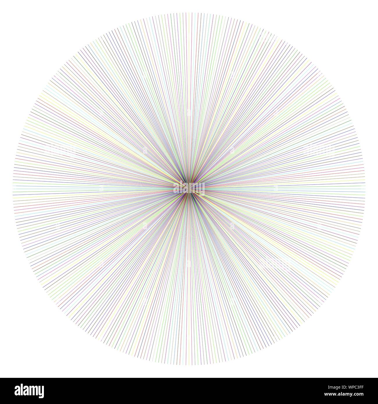 Radial, radiating lines, spokes. Circular rays, beams. Multicolor ...
