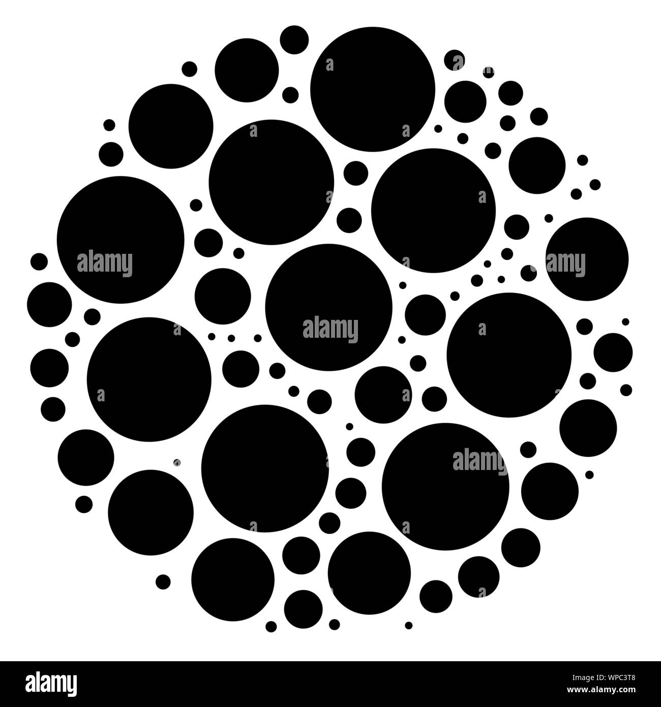 Random circles, dots. Pointillist polka-dots. Scattered circles design ...