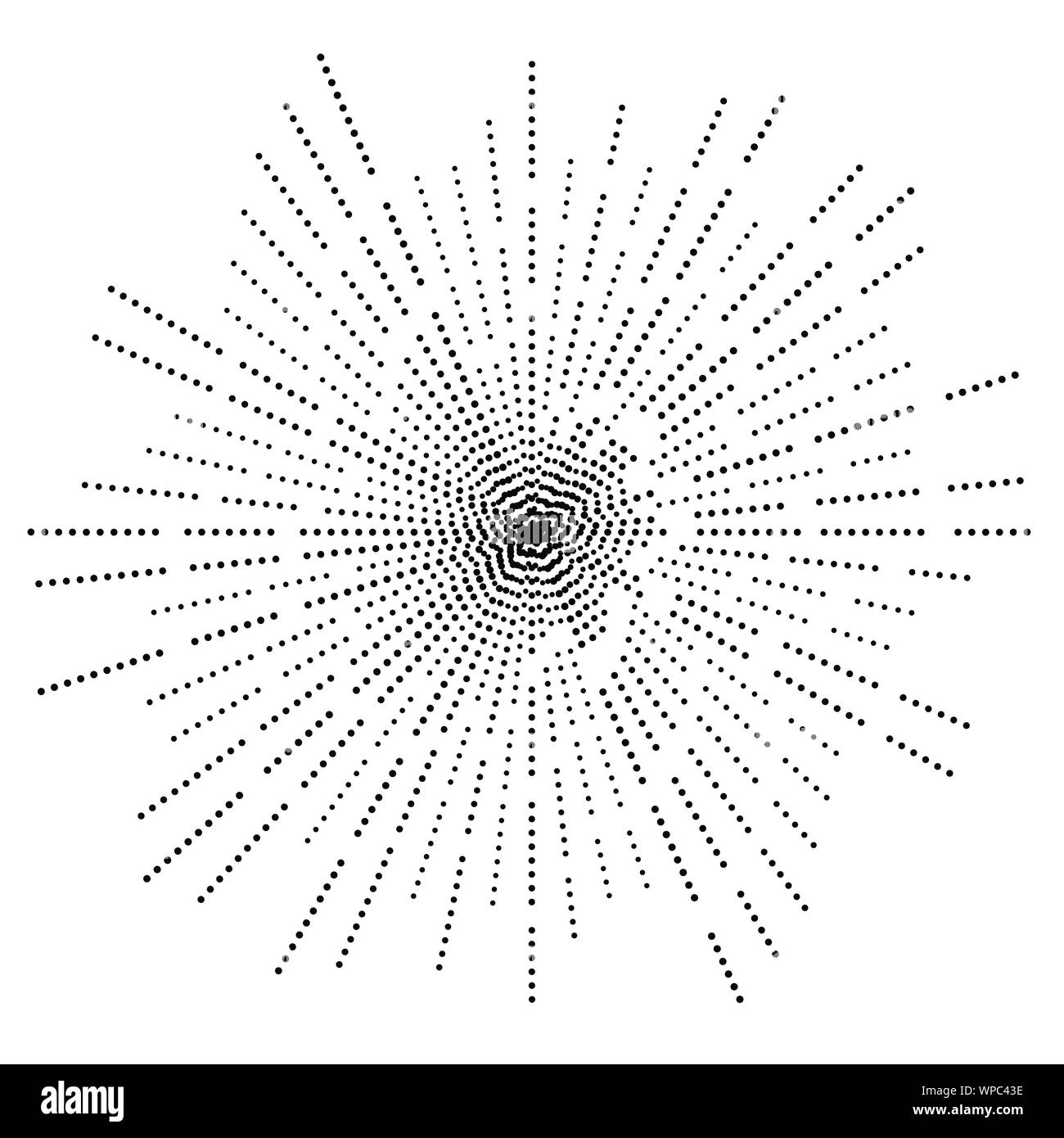 Halftone rays, beams. dots, dotted radial burst lines. Sparkle ...