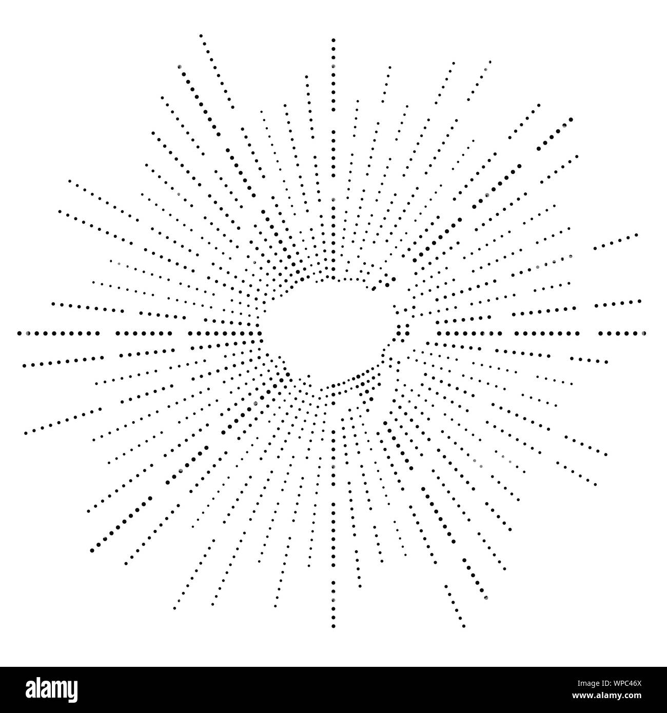 Halftone rays, beams. dots, dotted radial burst lines. Sparkle ...