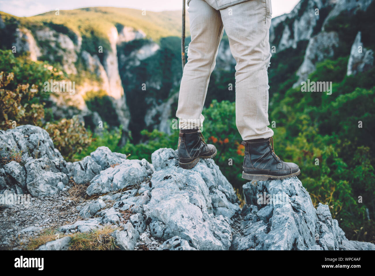 Explorer on top of mountain distance hi-res stock photography and ...