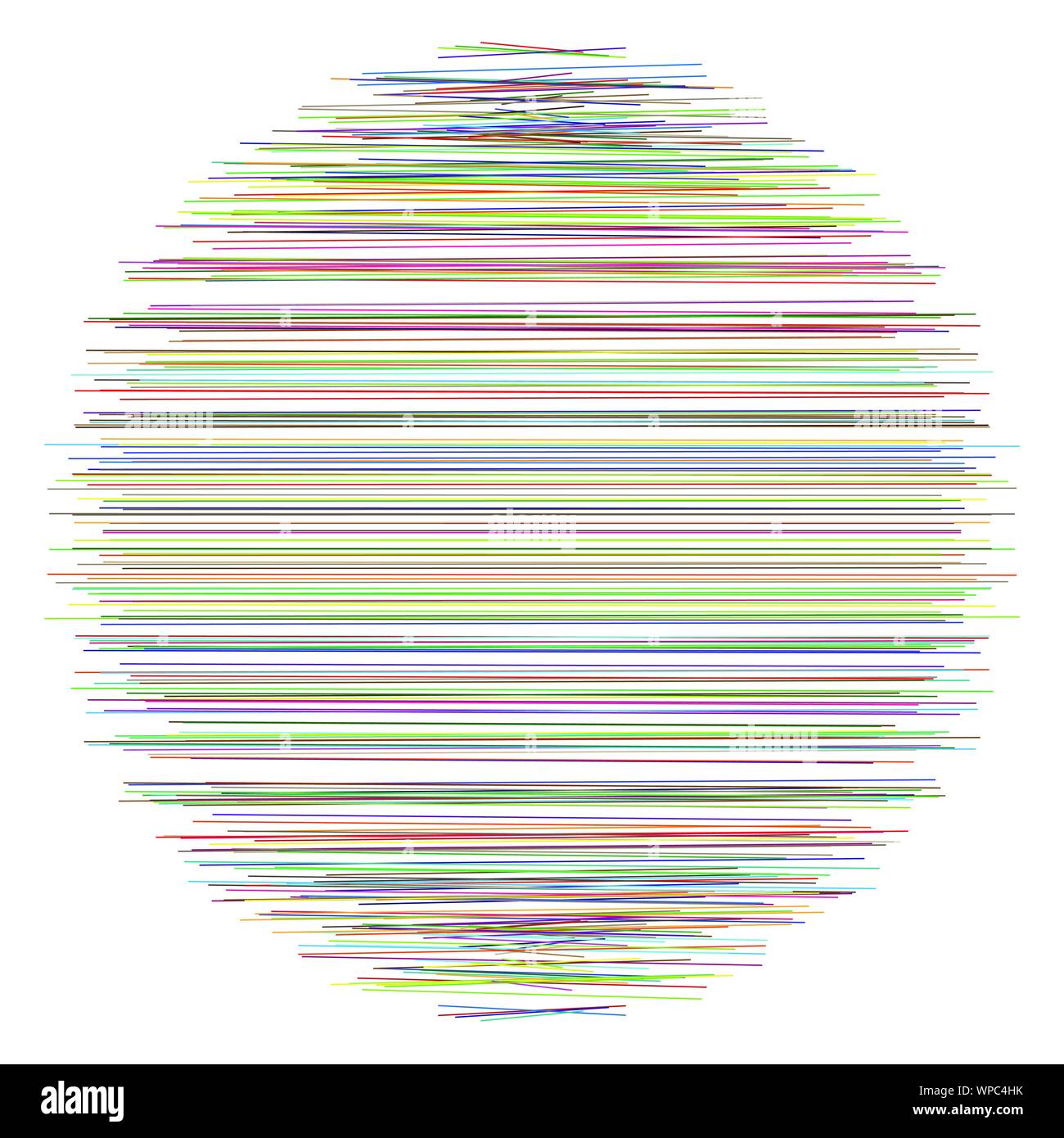 Random dynamic lines circle. Parallel, straight, scatter lines, stripes ...