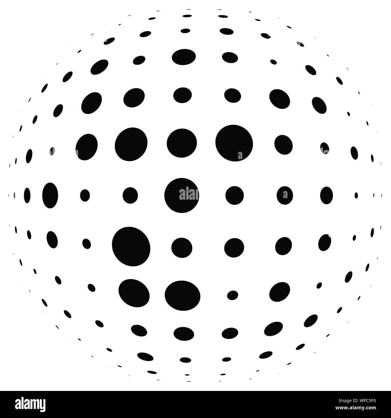 Half-tone dots, circles, dotted element. Sphere, orb or globe ...