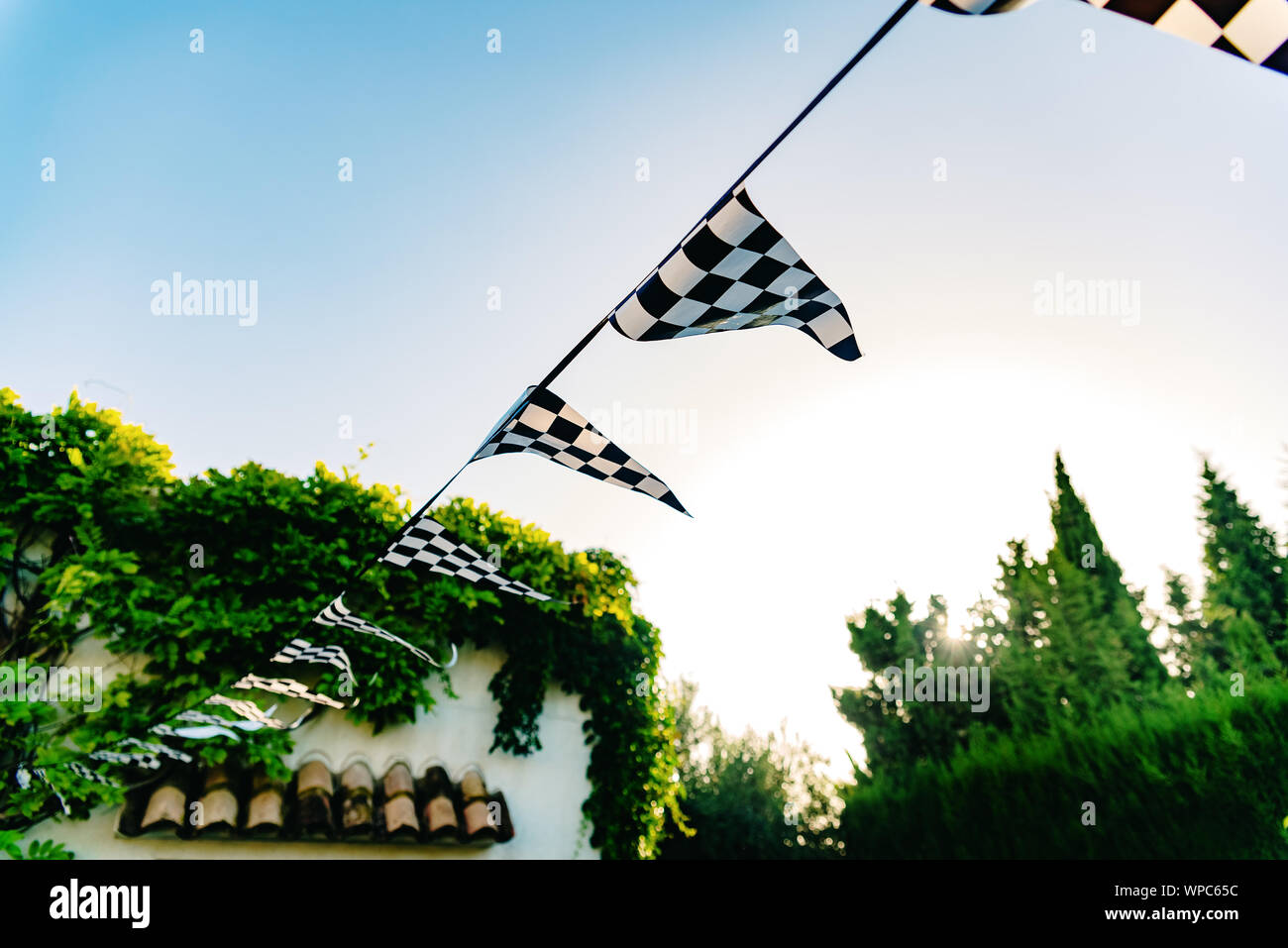 Hanging decoration pennants with the design of a checkered flag Stock ...