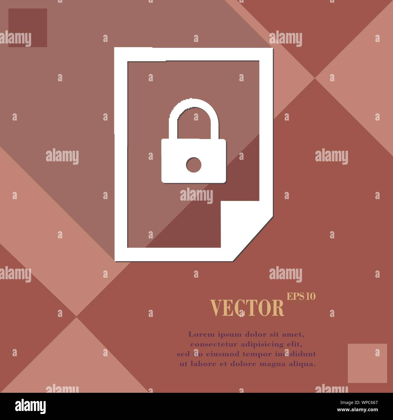 file locked icon symbol Flat modern web design with long shadow and ...