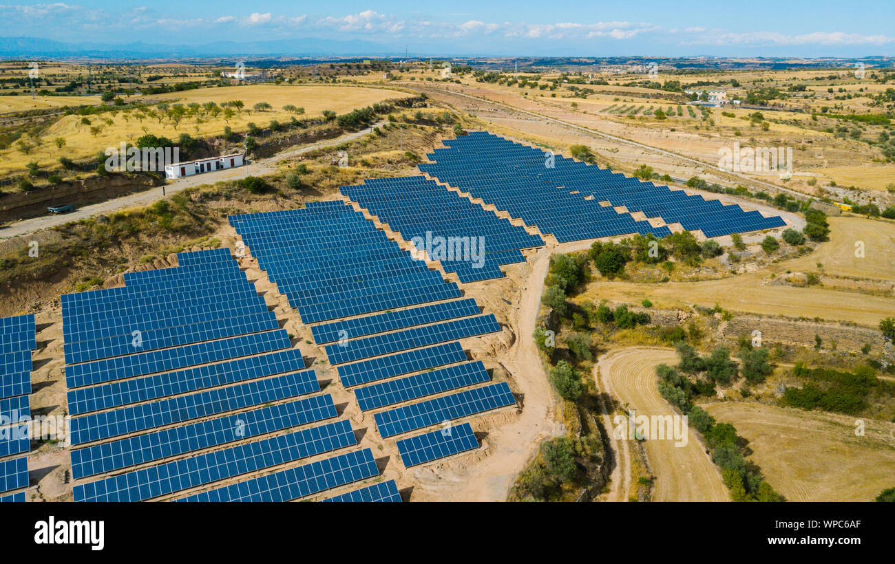 Solar panels. Power station. Blue solar panels. Alternative source of ...