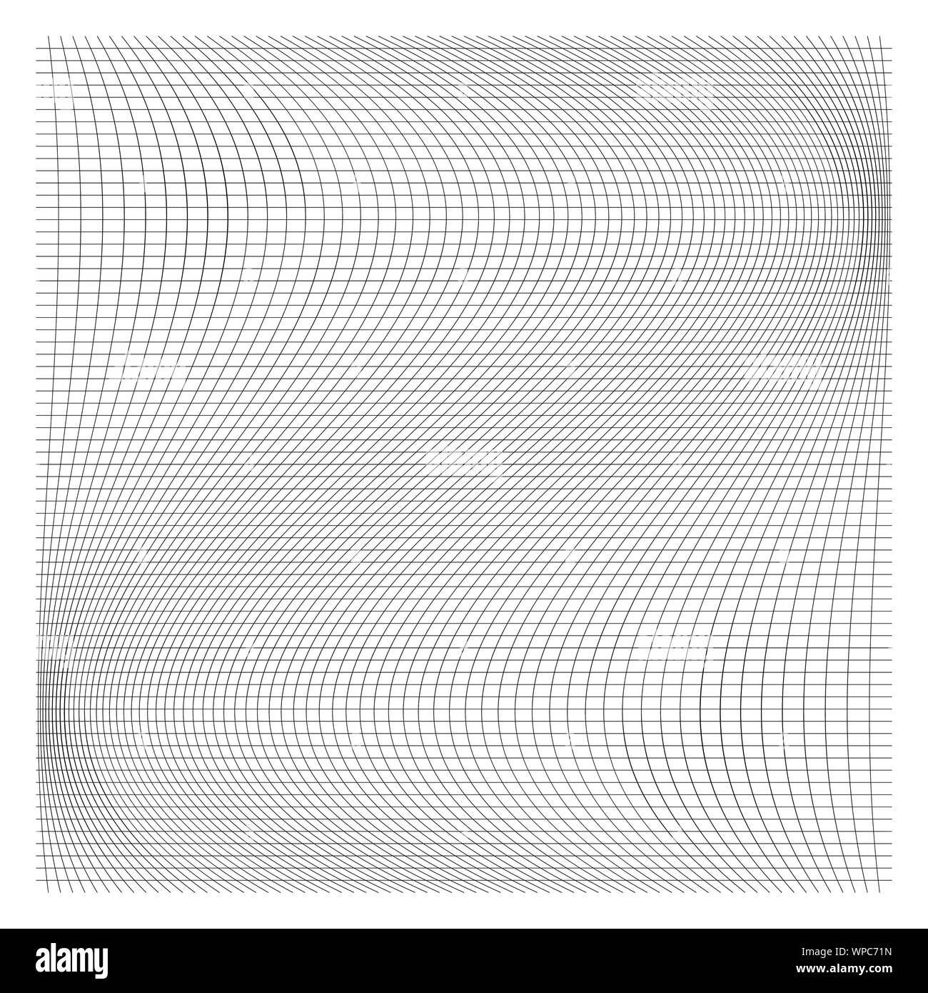 Wavy, waving thin lines. Camber, crook, squeeze stretch distortion on ...