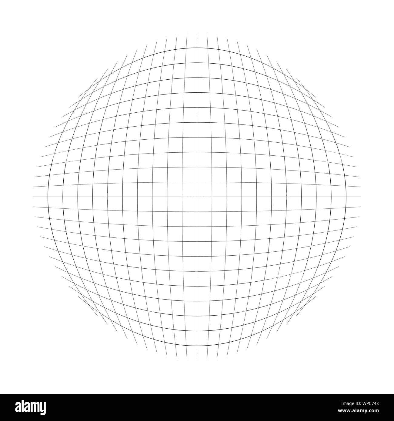 Thin lines globe, sphere lattice, grating pattern. deformed convex ...