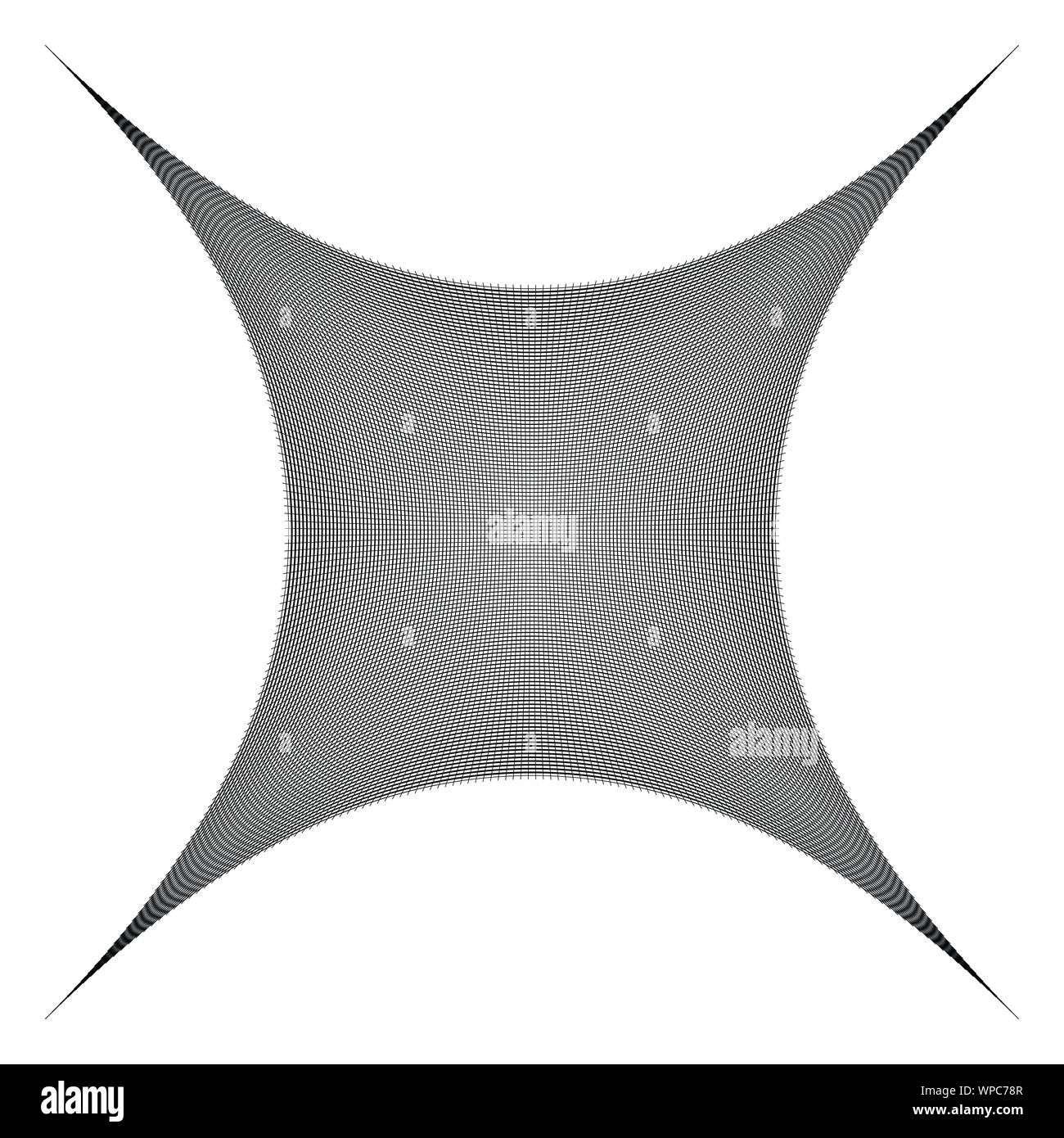 Indented, curved mesh / grid / array of thin lines. Oblate, squeezed ...