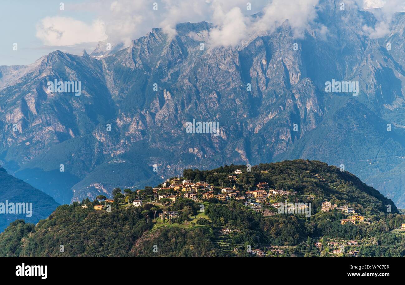 Scenic Province of Como. Northern Italy. Lake Front Villages and Alps ...