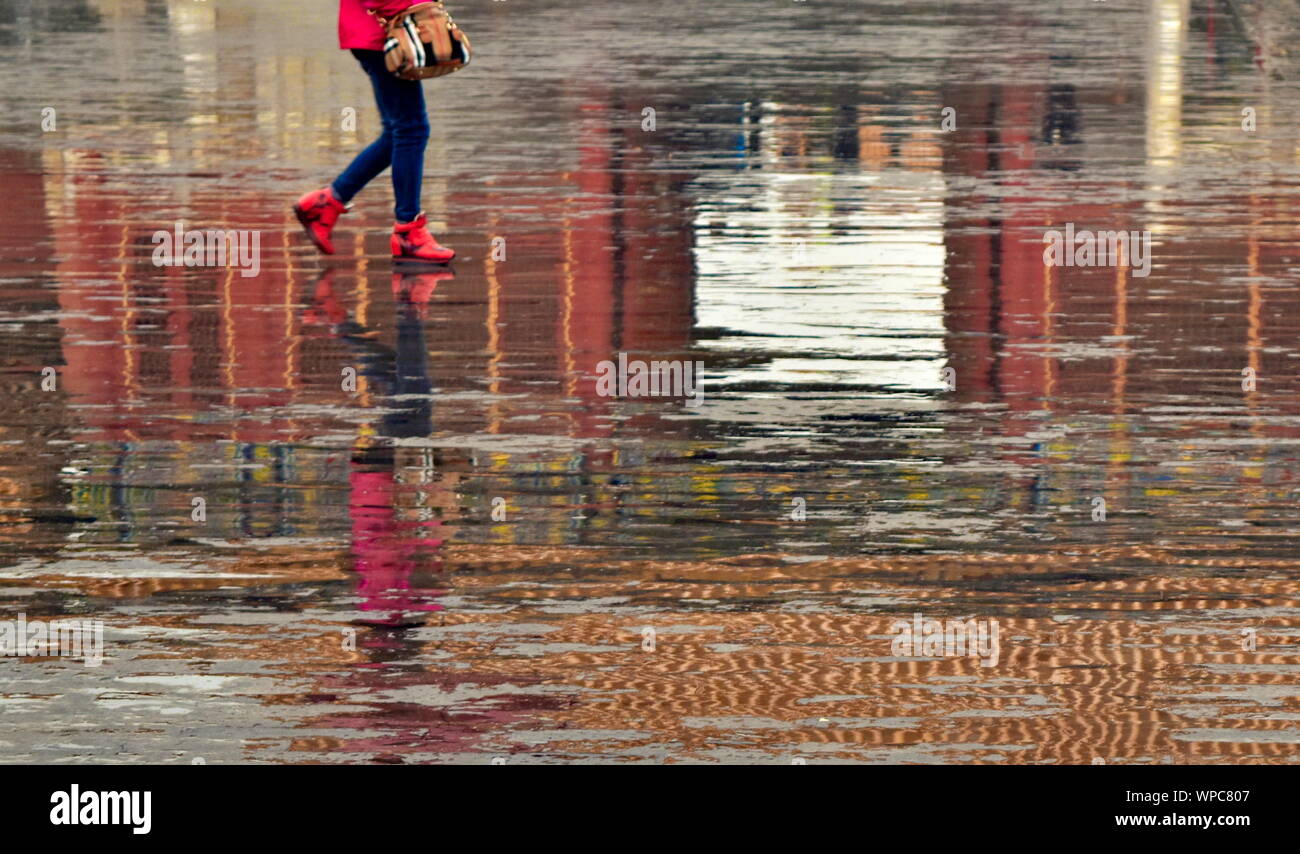 Beijing Forbidden City water reflected on rain puddles, China Stock ...